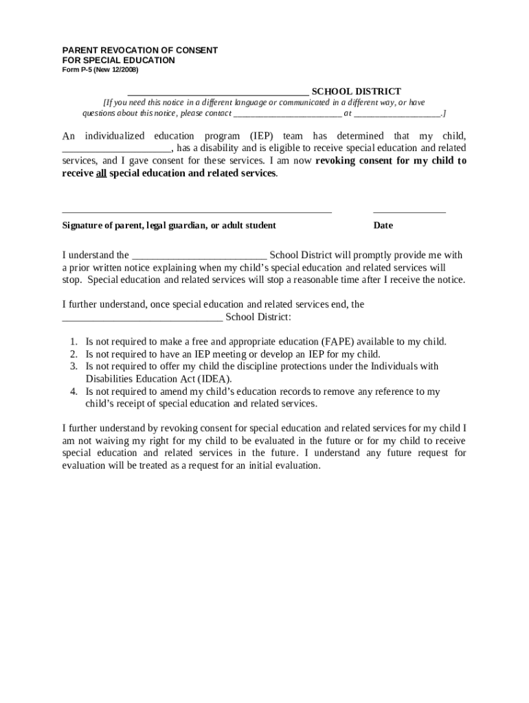 Sample IEP P-5. Determination and Notice of Placement - dpi state wi ...