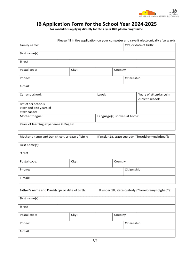 Fillable Online 2024-2025 Paper CGS/IB Application Fax Email Print ...