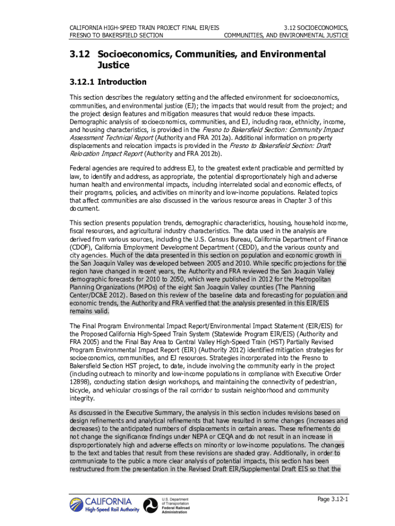 Fillable Online Final Environmental Impact Statement - Fresno to ...