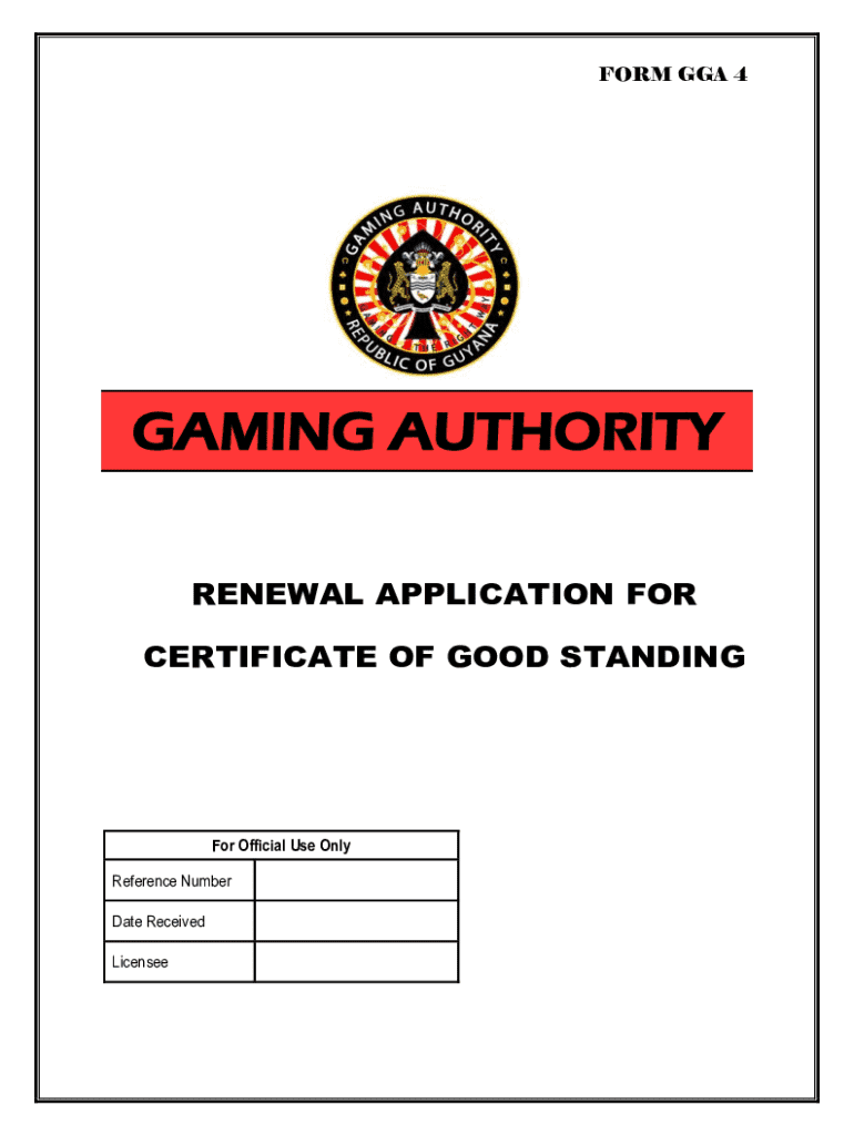 Fillable Online application for gaming certificate of good standing ...