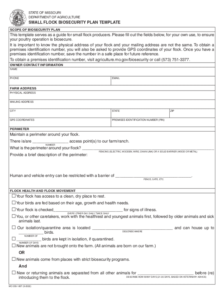 Fillable Online Instruction Page for Biosecurity Plan TEMPLATE Fax ...