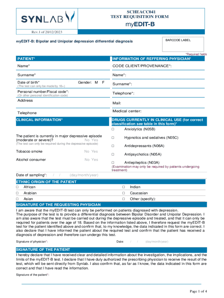 Fillable Online myEDIT-B: Bipolar and Unipolar depression differential diagnosis Fax Email Print ...