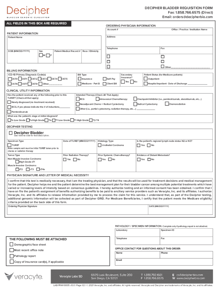 Fillable Online Decipher Test RequisitionsDecipher Order Form Fax Email ...