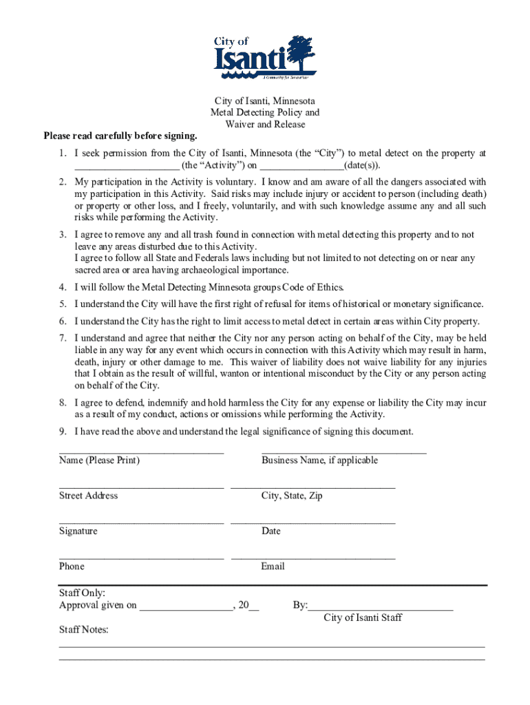 Fillable Online Form CenterMetal Detector Permit Application Fax Email ...