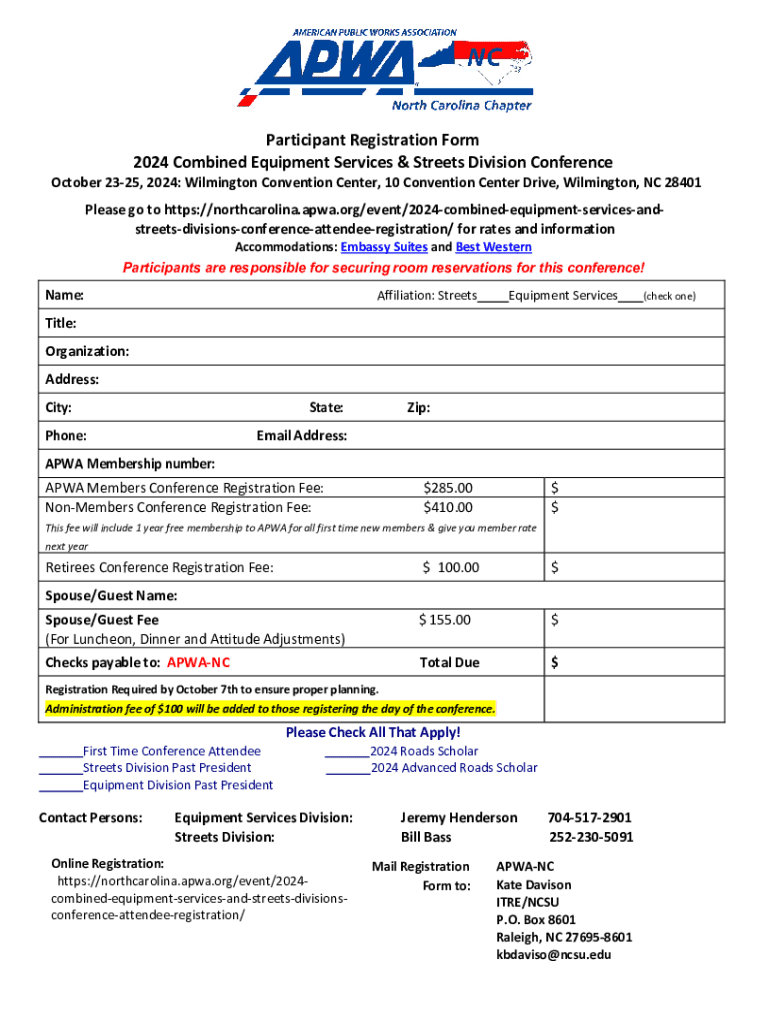 Fillable Online Participant Registration Form 2024 Combined Equipment ... Fax Email Print ...