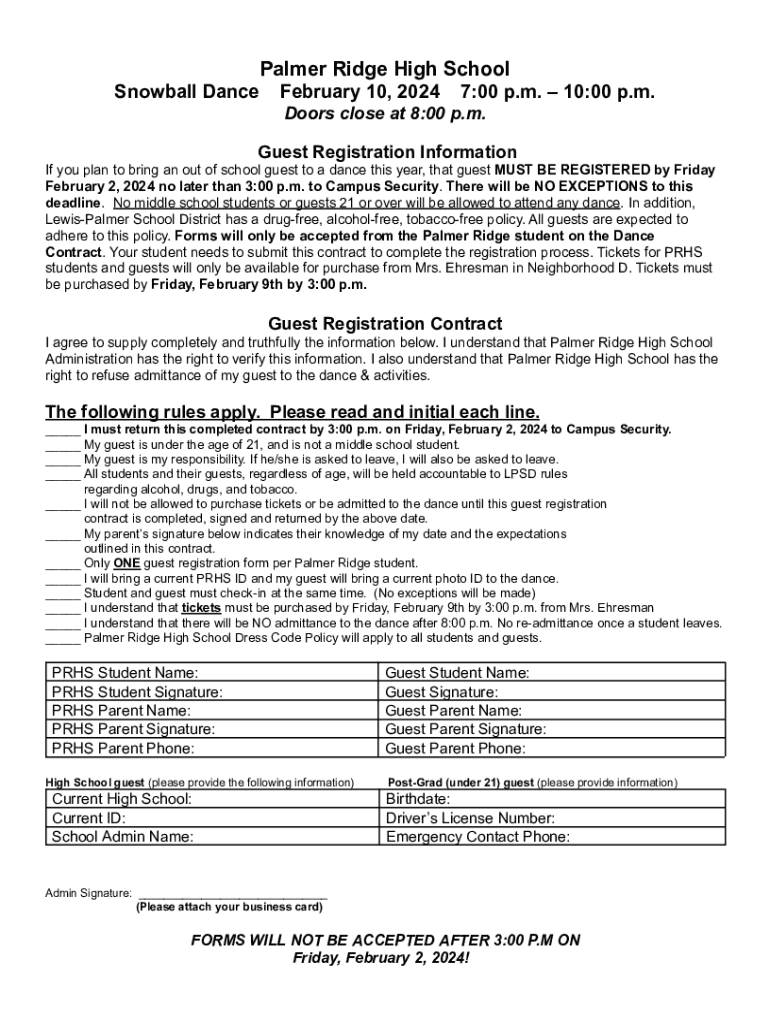 Fillable Online Palmer Ridge High School Snowball Dance Form 2024 FINAL ...