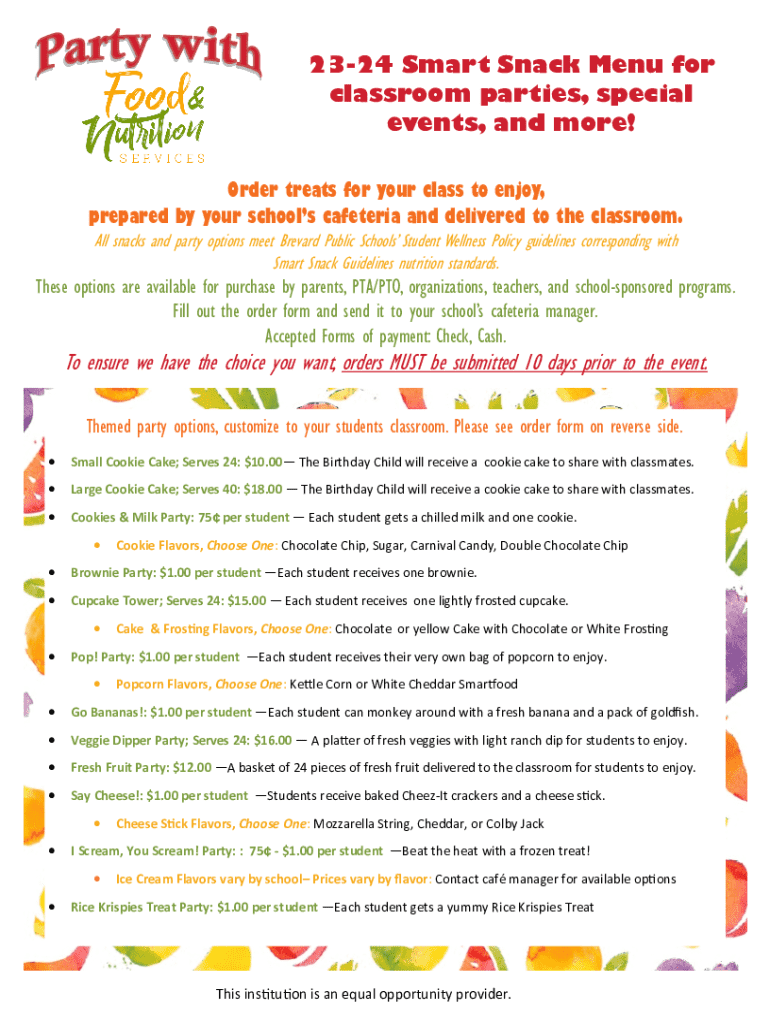 Fillable Online Smart Snacks In schools: A Guide to Healthy Foods at School Fax Email Print ...