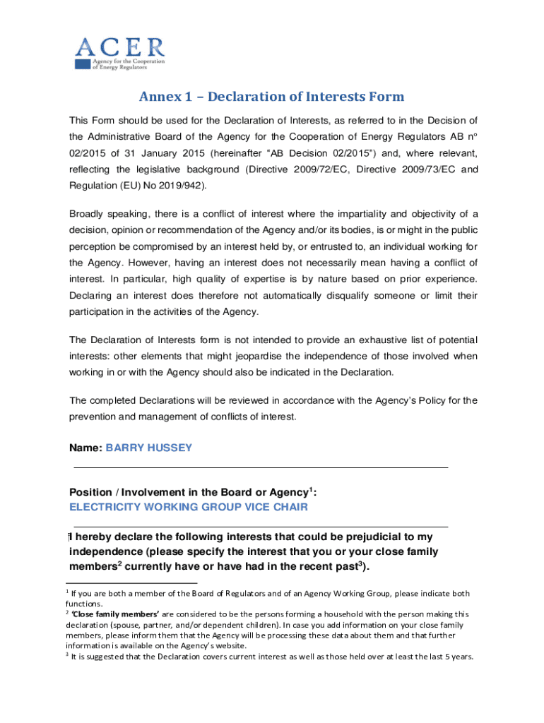 Fillable Online Guidelines for declaration of interests (WHO experts ...