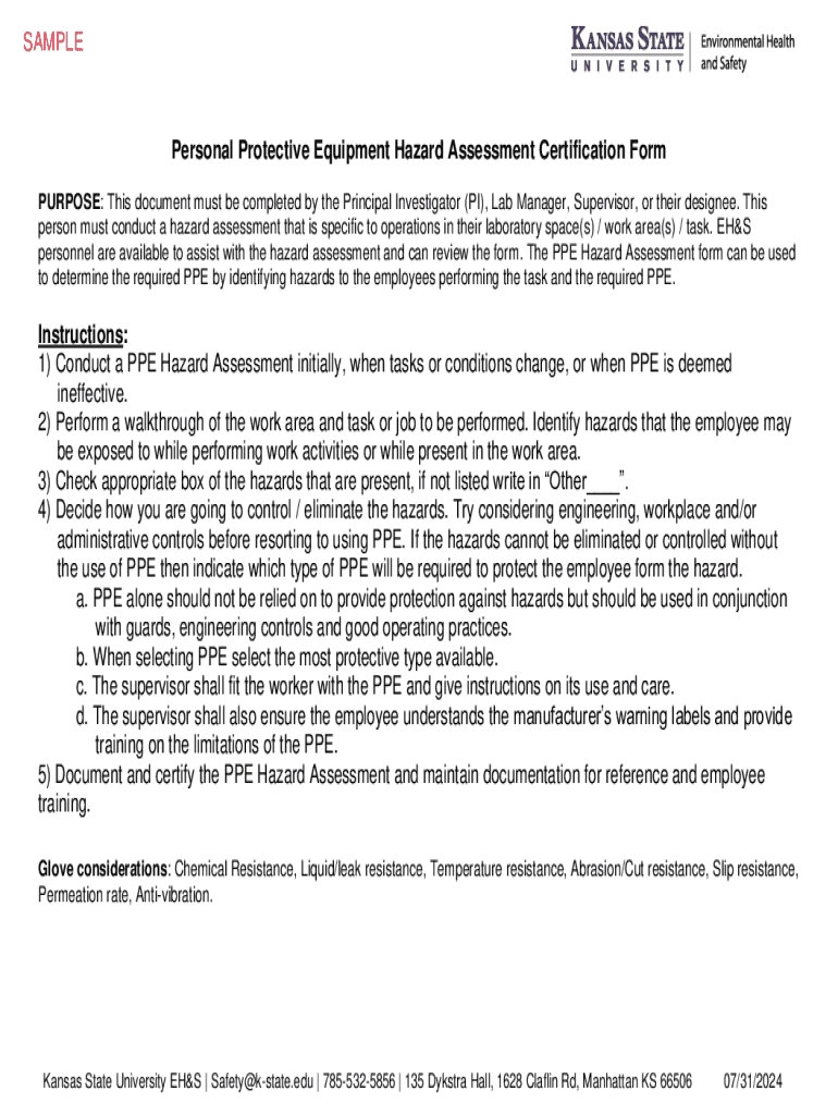 Fillable Online Sample personal protective equipment hazard assessment ... Fax Email Print ...