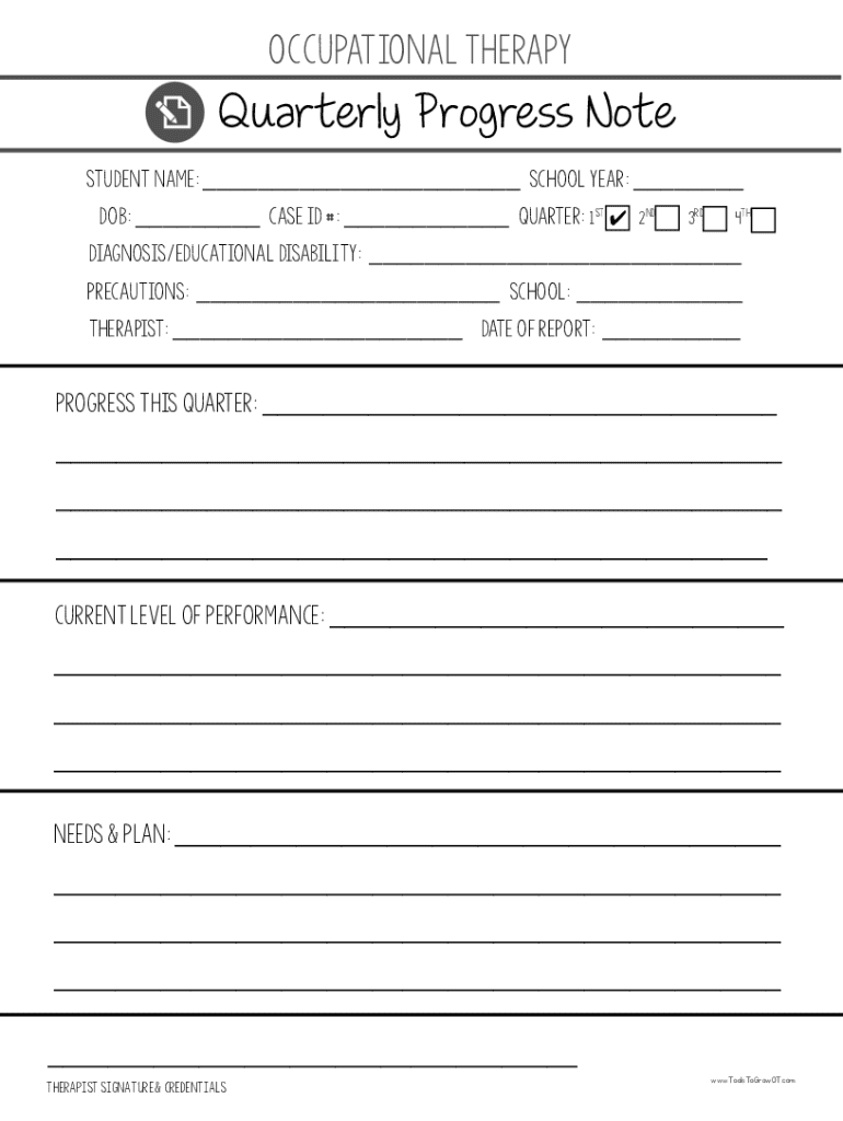 Fillable Online Quarterly Progress Note Fax Email Print - pdfFiller