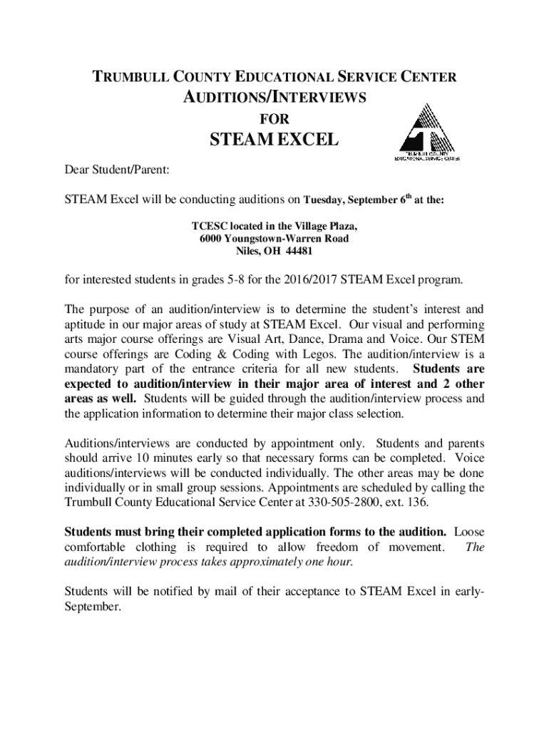 Fillable Online STEAM EXCEL Fax Email Print - pdfFiller