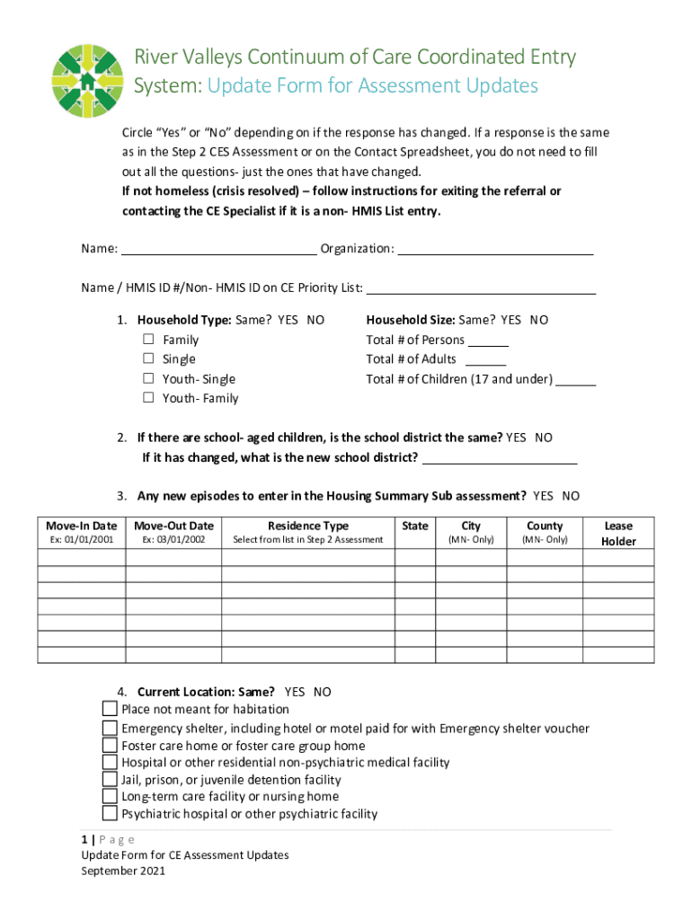 Fillable Online Update Form for Assessment Updates Fax Email Print ...