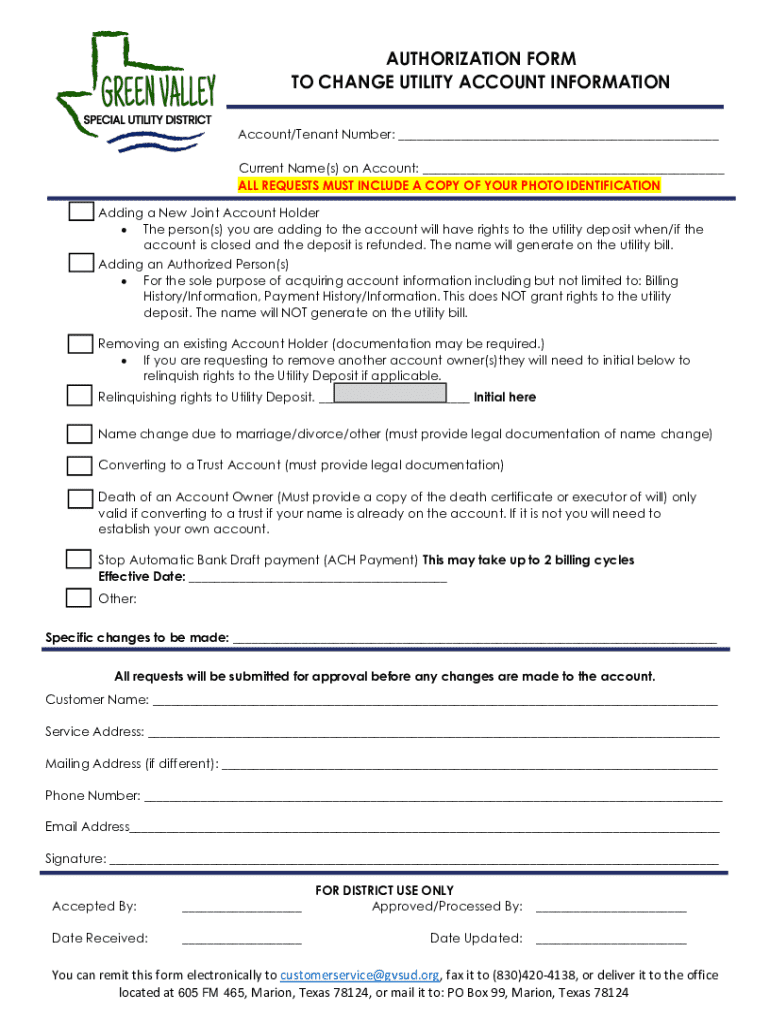 Fillable Online Public Utilities - Name Change Authorization Fax Email ...