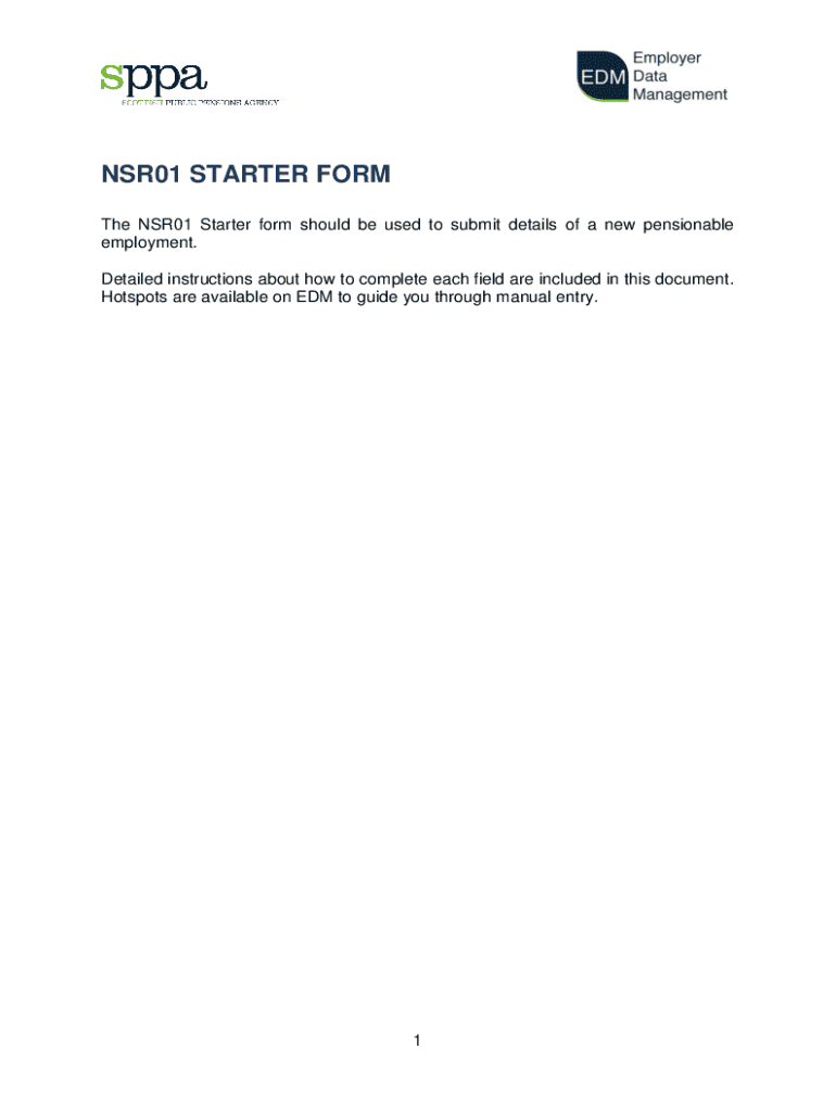 Fillable Online Fillable Online NSR01 STARTER FORM - Scottish Public ...
