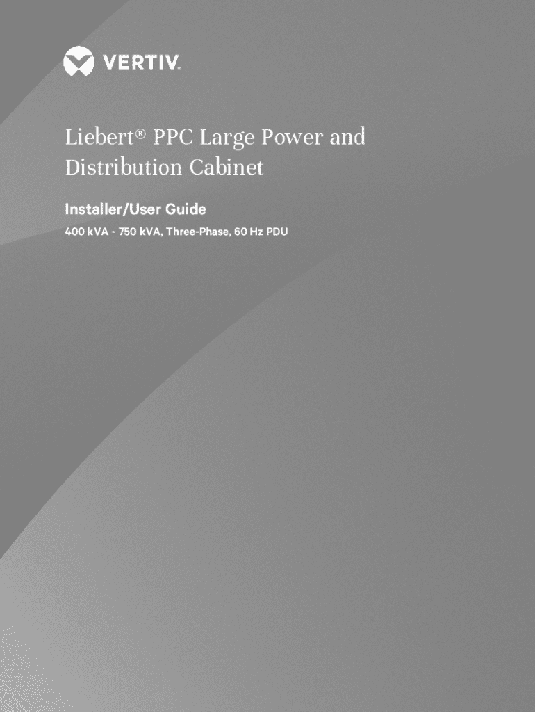 Fillable Online Liebert PPC Large Power and Distribution Cabinet ...
