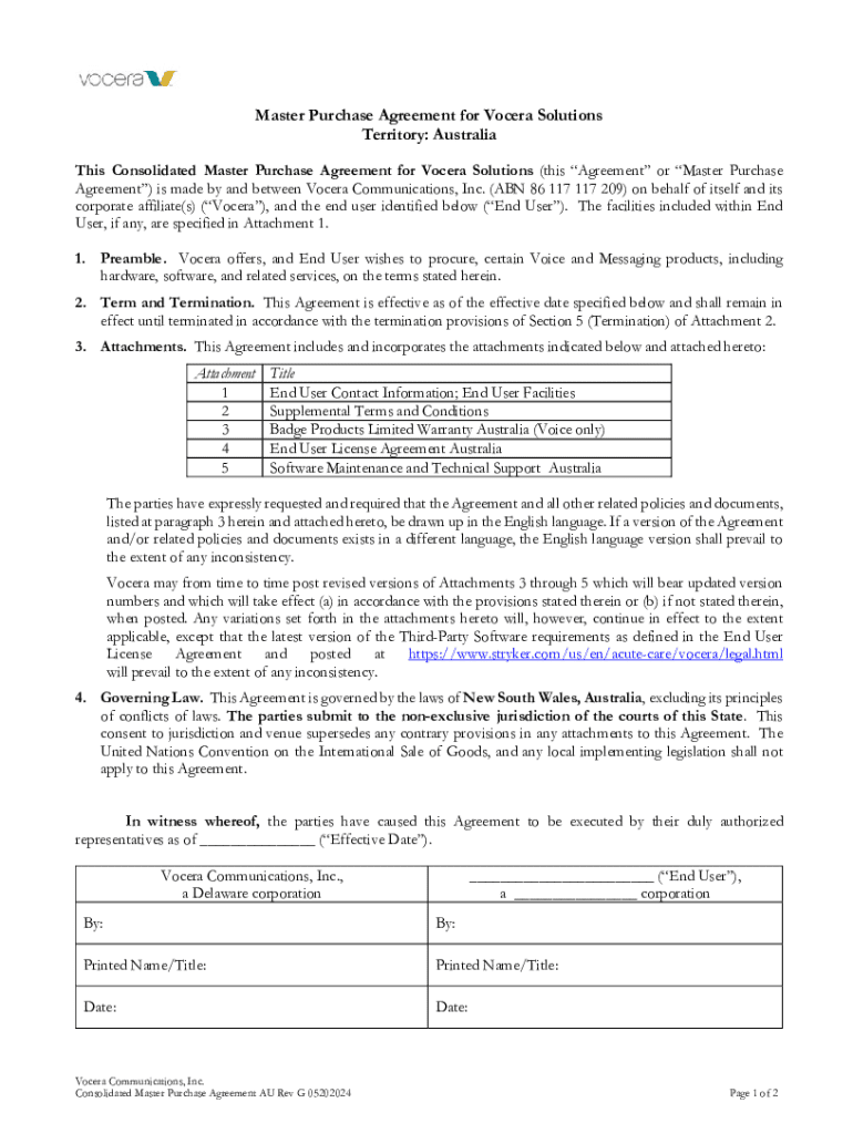 Fillable Online Master Purchase Agreement Sample Contracts Fax Email ...