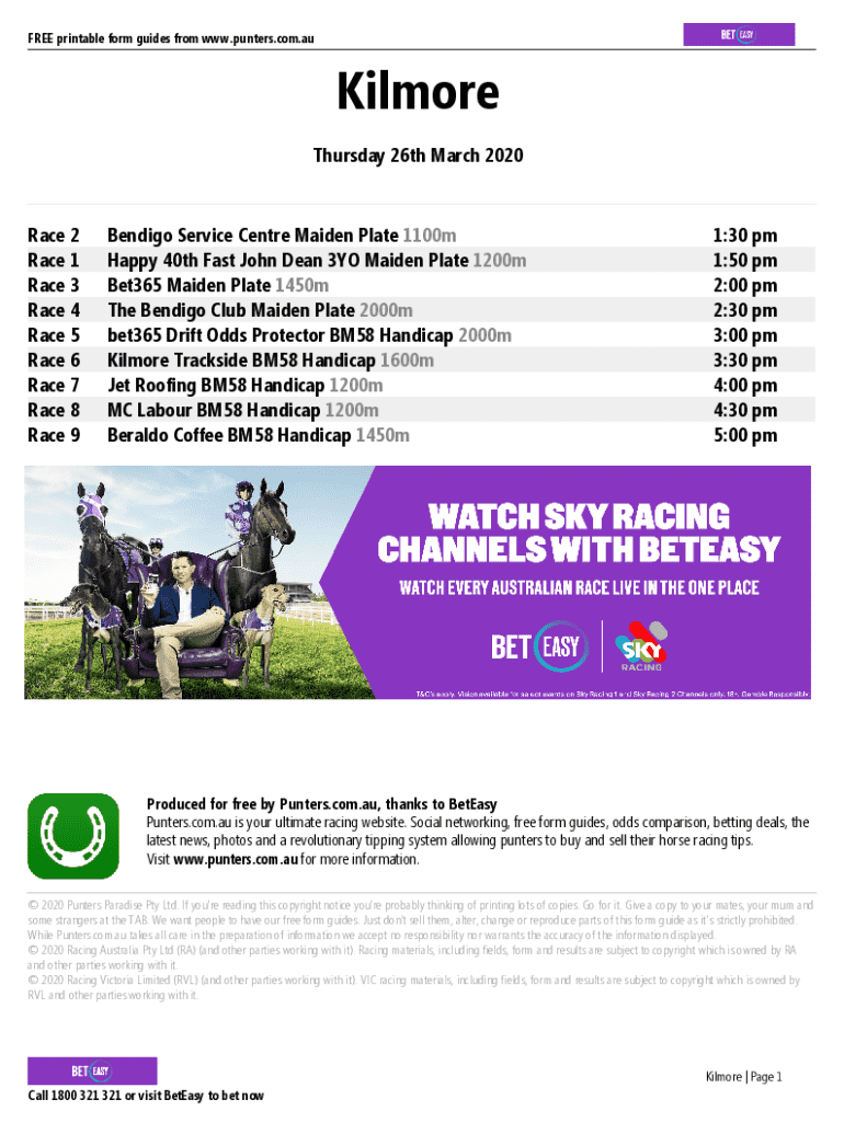 Fillable Online Kilmore Racecourse - Form Guide, Track Map, Tips & Results Fax Email Print ...