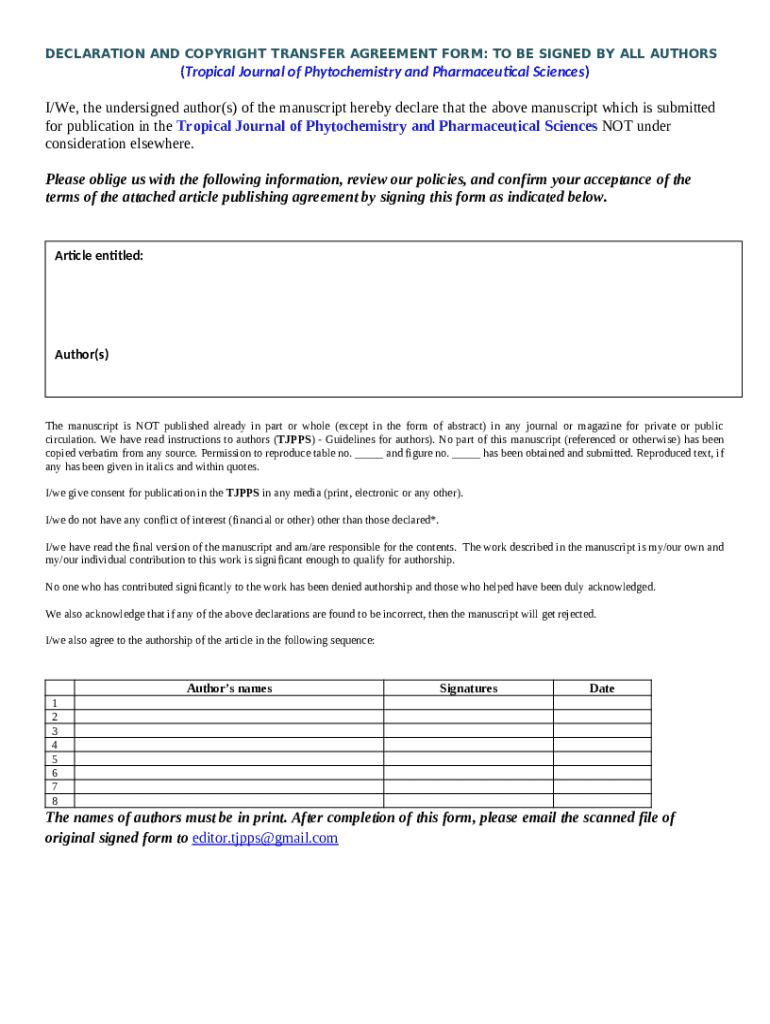 copyright transfer and authorship agreement Doc Template | pdfFiller