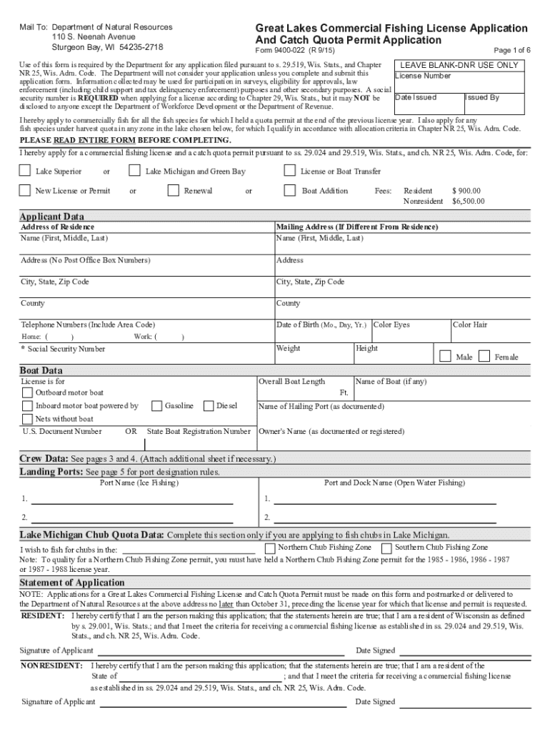 Fillable Online Great Lakes Commercial Fishing License Application And ...