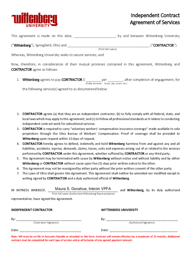 Fillable Online Fillable Online Independent Contract Agreement of ... Fax Email Print - pdfFiller