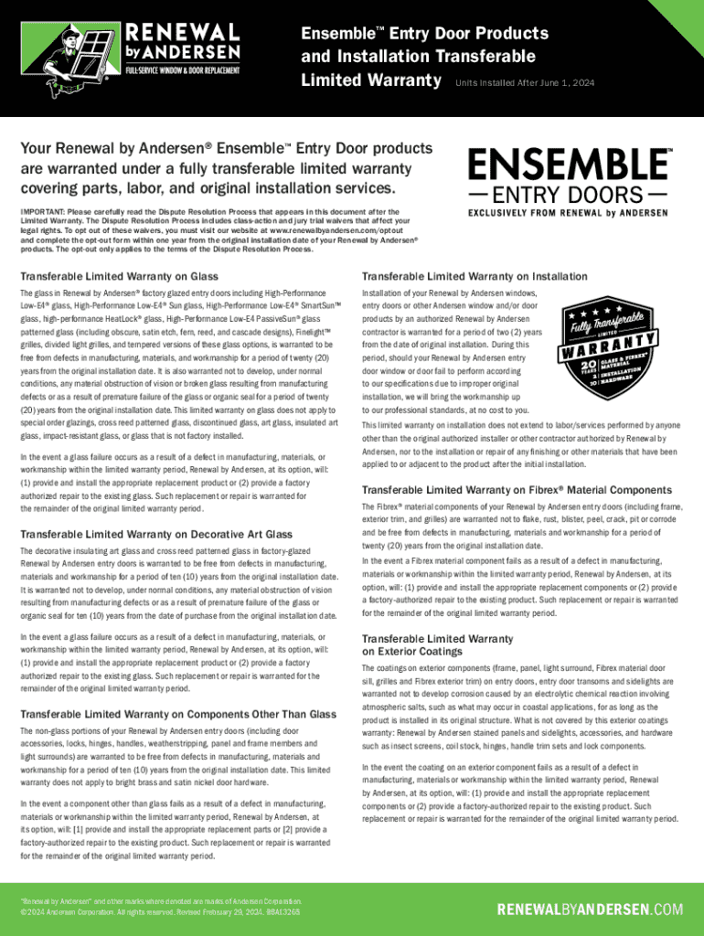 Fillable Online Ensemble Entry Door Products Fax Email Print - pdfFiller