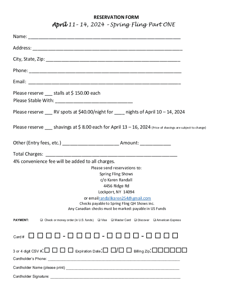 Fillable Online Please reserve stalls at $ 150 Fax Email Print - pdfFiller