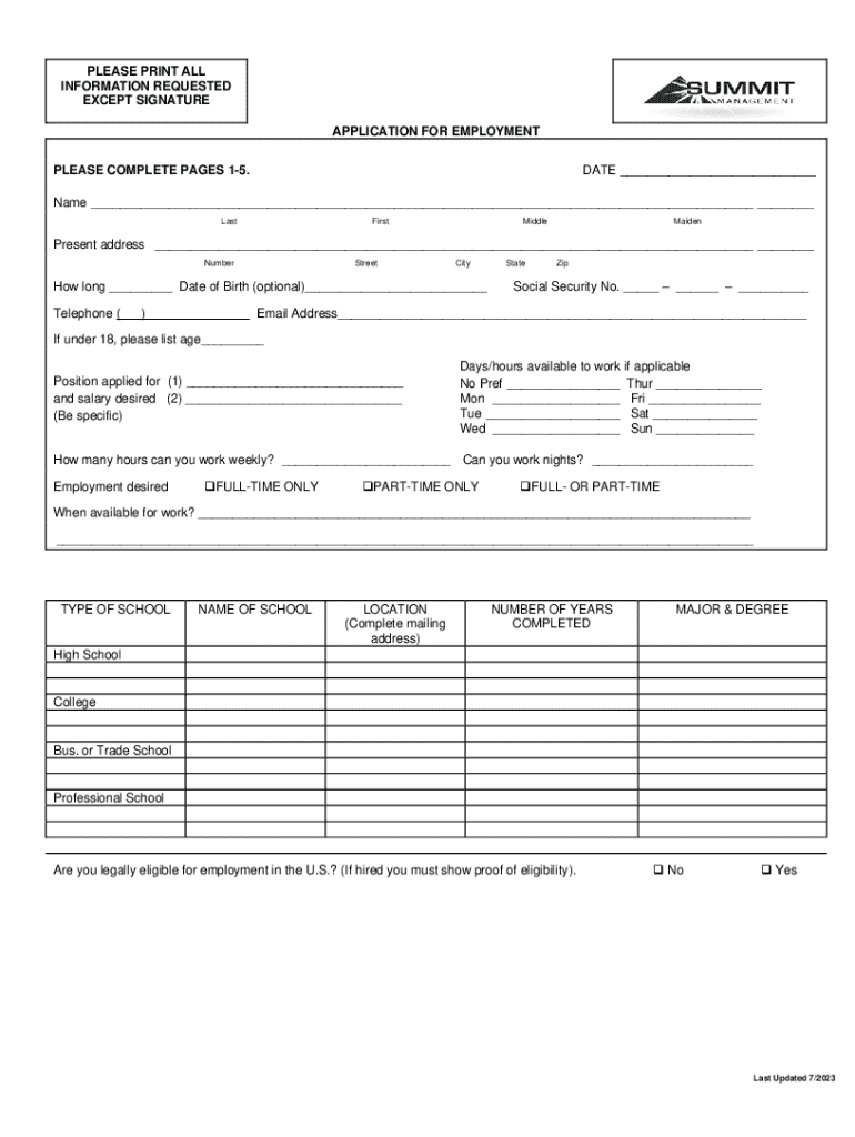 Fillable Online Employer\'s Application for EmploymentFinal Fax Email Print - pdfFiller