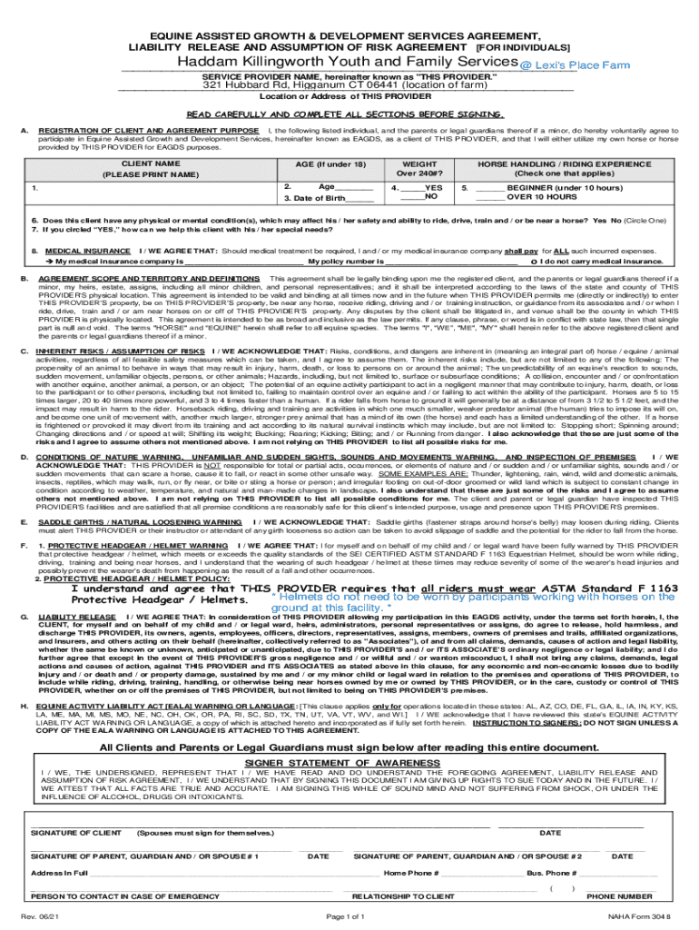 Fillable Online MA HF Contract Form and Liability Forms Packet Fax Email Print - pdfFiller