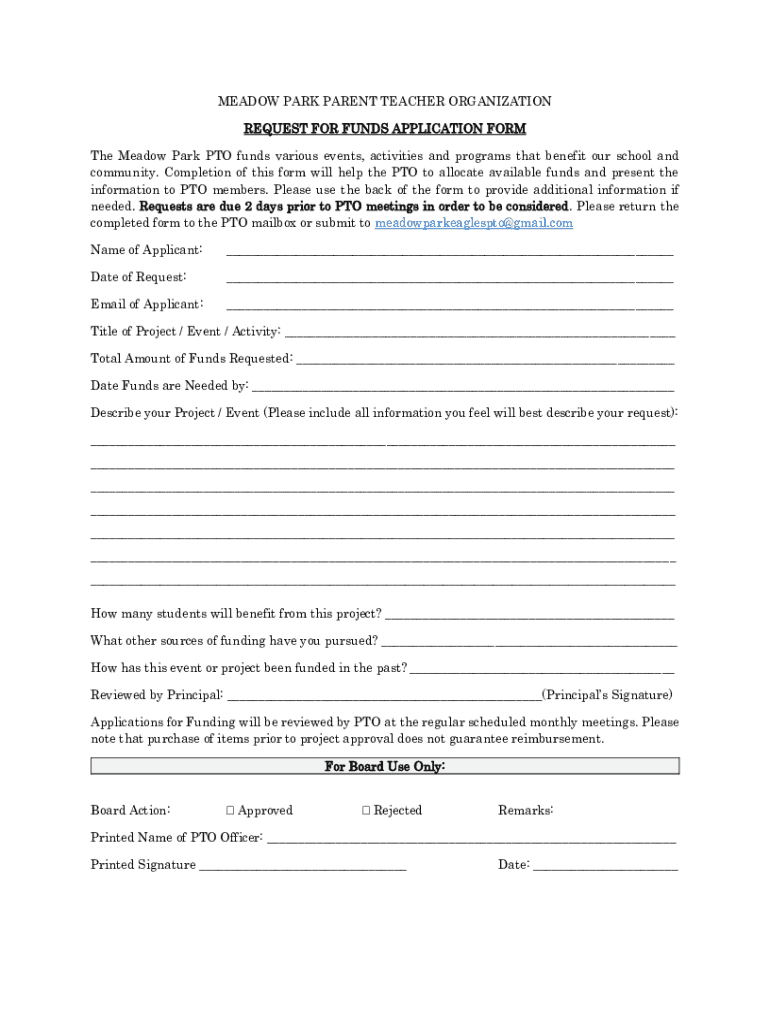 Fillable Online Request for Funds Application Form Fax Email Print ...