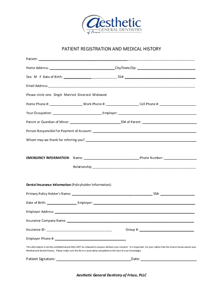 Fillable Online Your First Visit to Aesthetic General Dentistry of ...