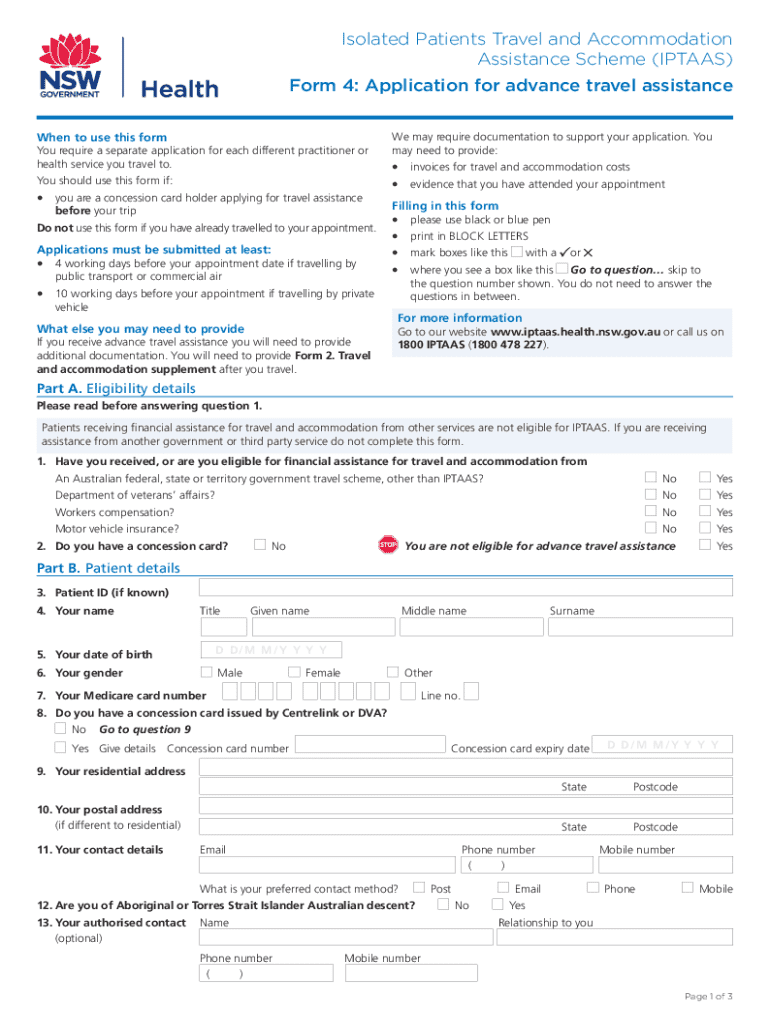 Fillable Online Form-4-Application-for-Advance-Travel-Assistance ...