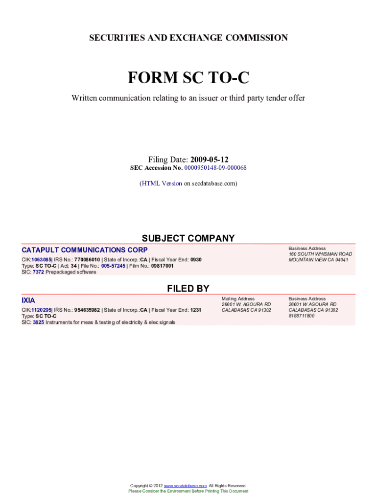Fillable Online CATAPULT COMMUNICATIONS CORP (Form. Accession Number ...