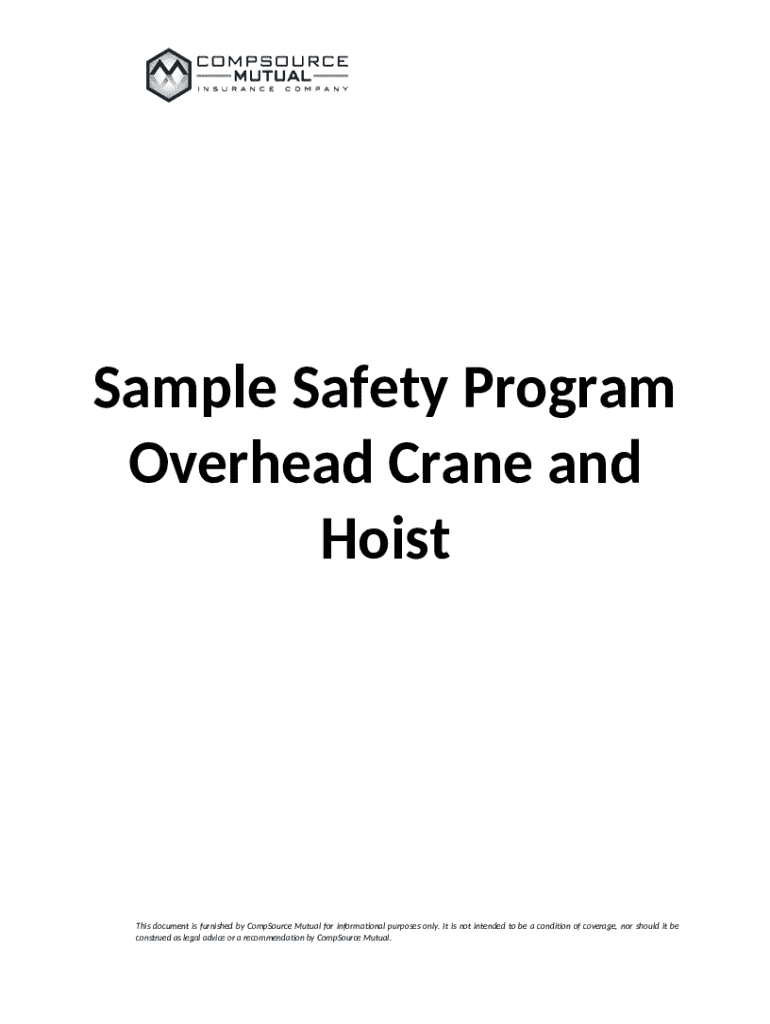 Safe Work Practices & Procedure Overhead Crane Operation Doc Template | pdfFiller