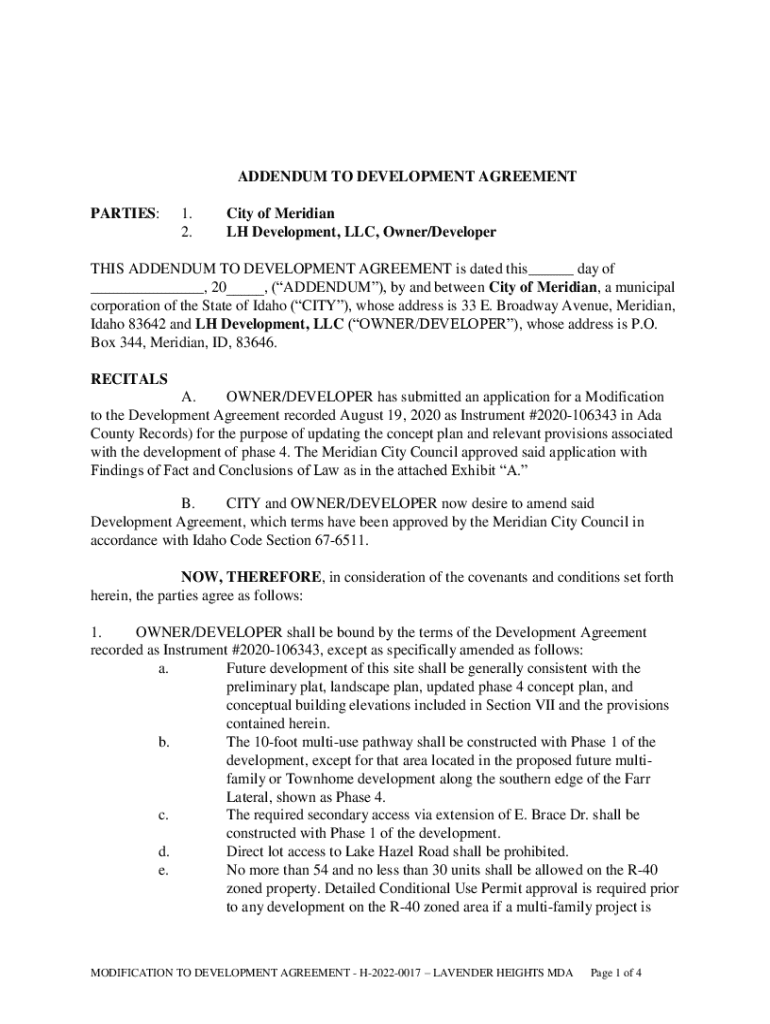 Fillable Online Z - Addendum to Development Agreement - IIS Windows Server Fax Email Print ...