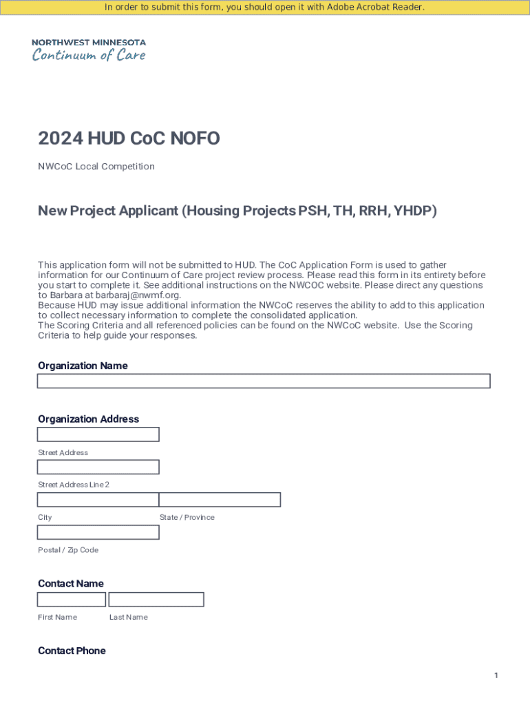 Fillable Online New Project Applicant (Housing Projects PSH, TH, RRH, YHDP) Fax Email Print ...