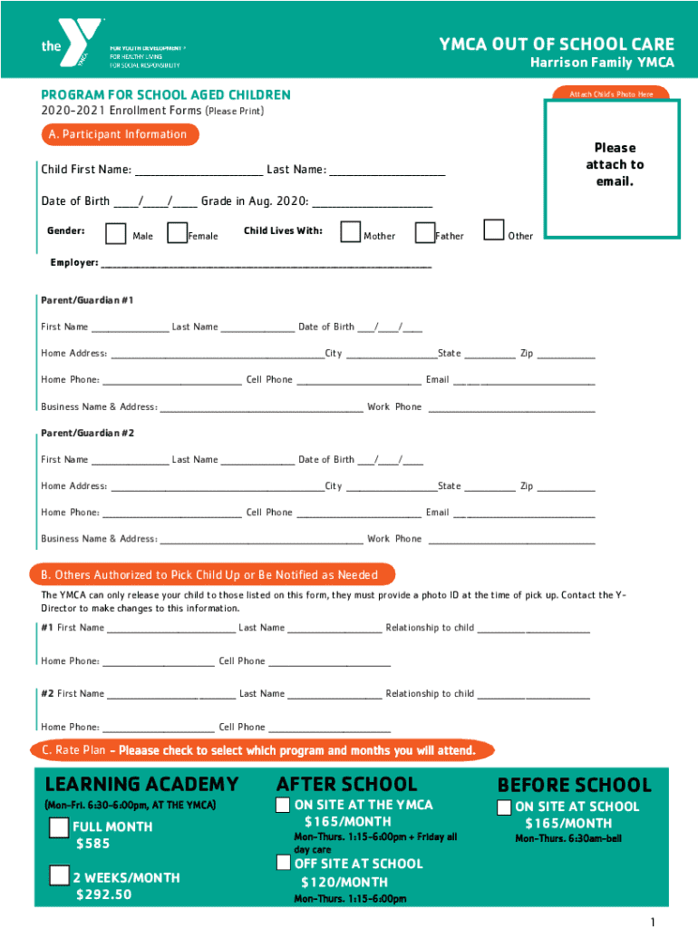 Fillable Online The Harrison Family YMCA - Registration for our Before ...