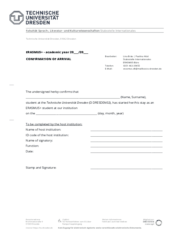 Fillable Online Certificate of Arrival Academic Year 20...../20...... Fax Email Print - pdfFiller