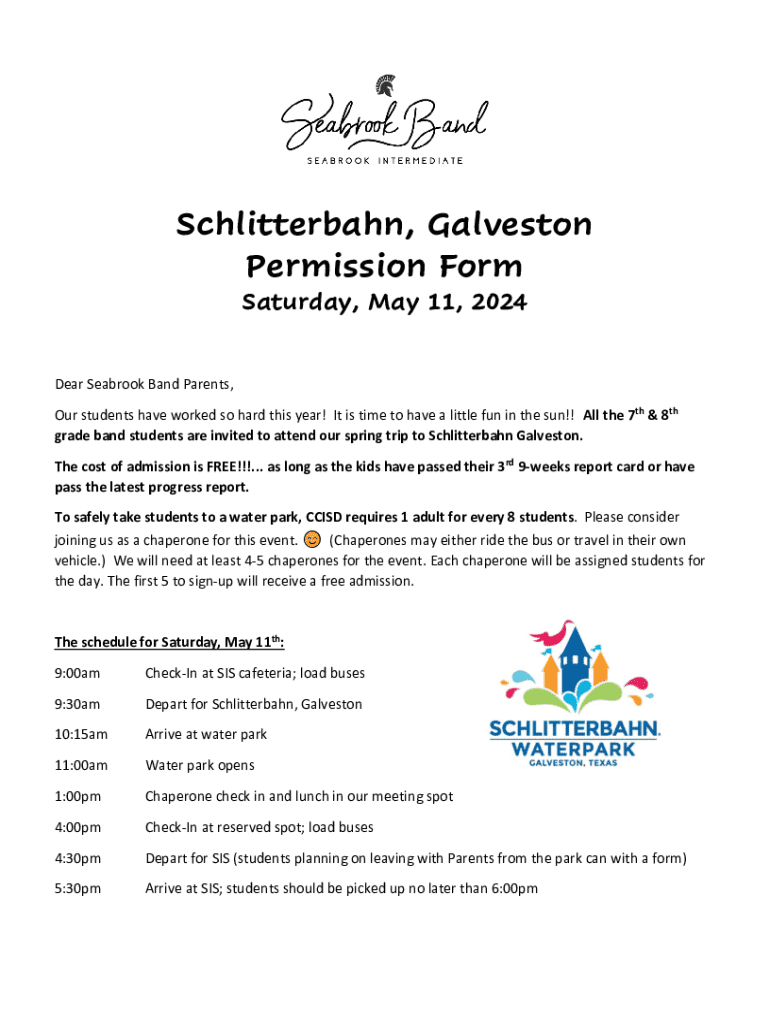 Fillable Online Schlitterbahn, Galveston Permission Form Fax Email Print - pdfFiller