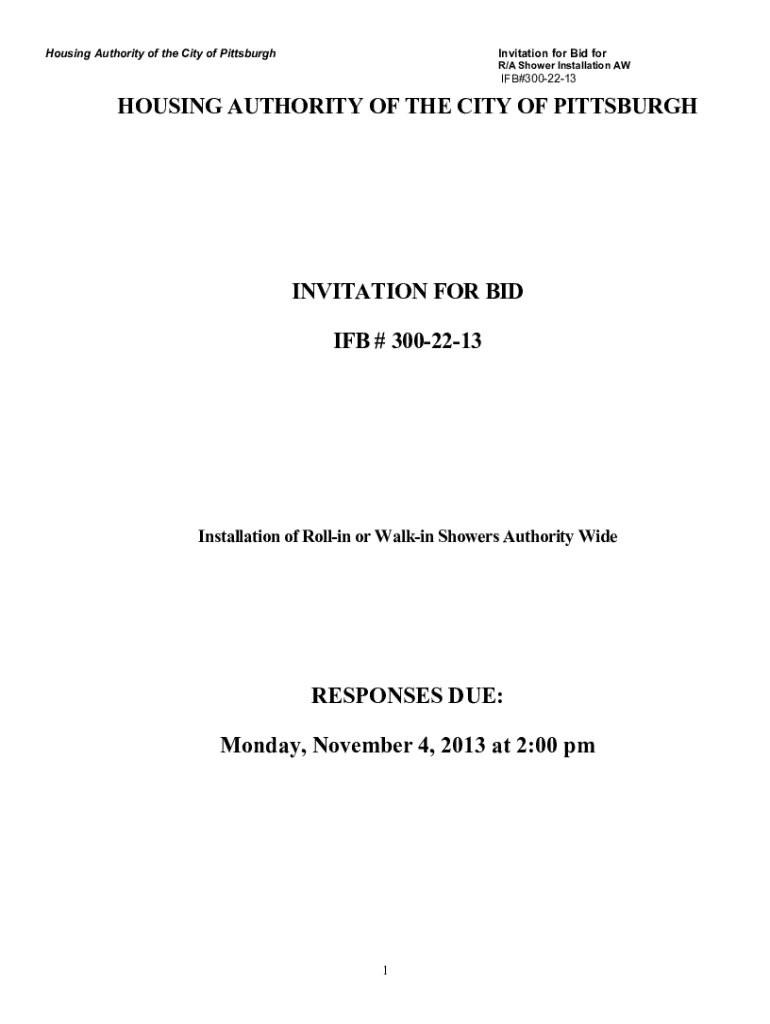 Fillable Online IFB 300-22-13 Installation of Roll-in or Walk-in ...
