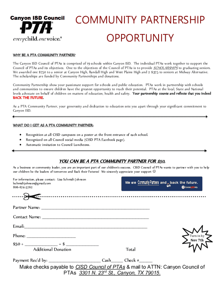 Fillable Online Canyon Creek Elementary PTA - Our PTA - Membership ...