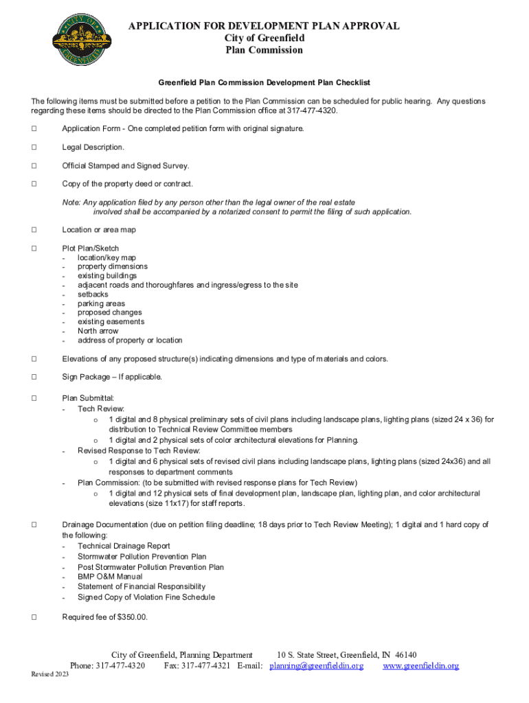Fillable Online Development Plan Approval Application 7-27-23 Fax Email ...