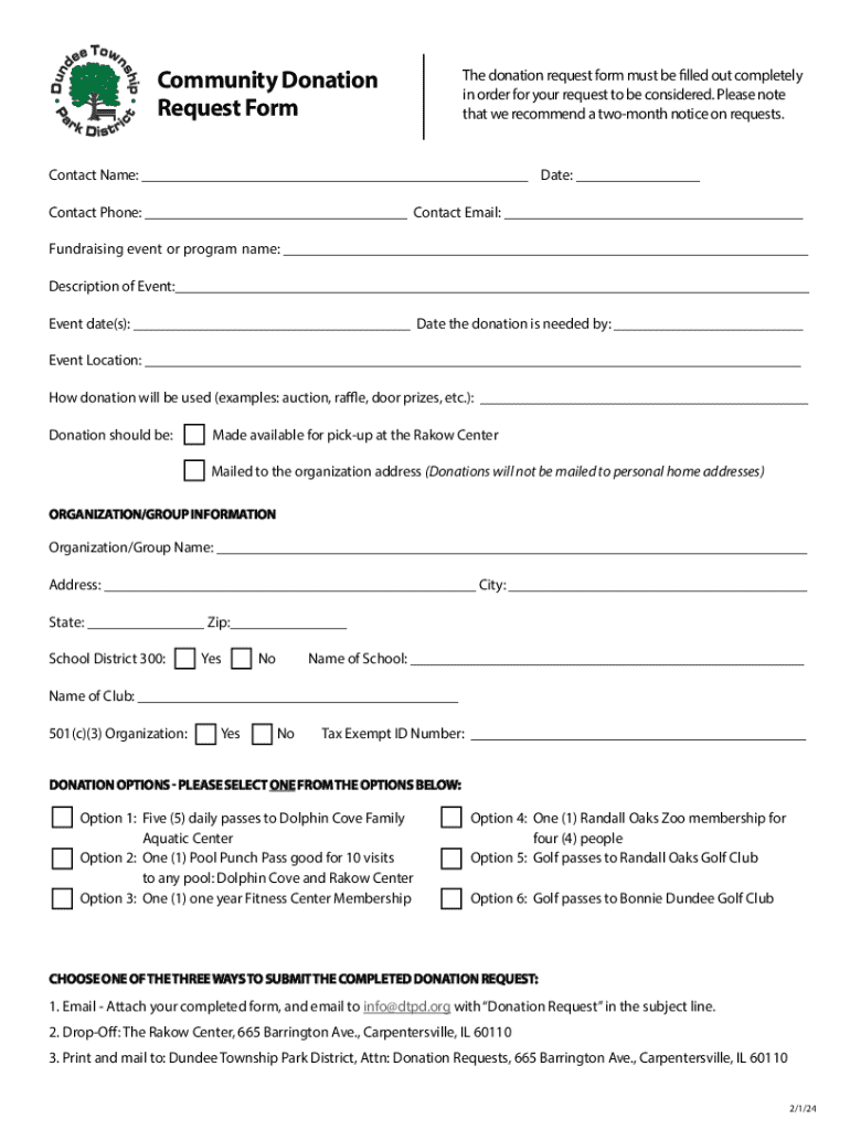 Fillable Online Community Donation Fax Email Print - pdfFiller