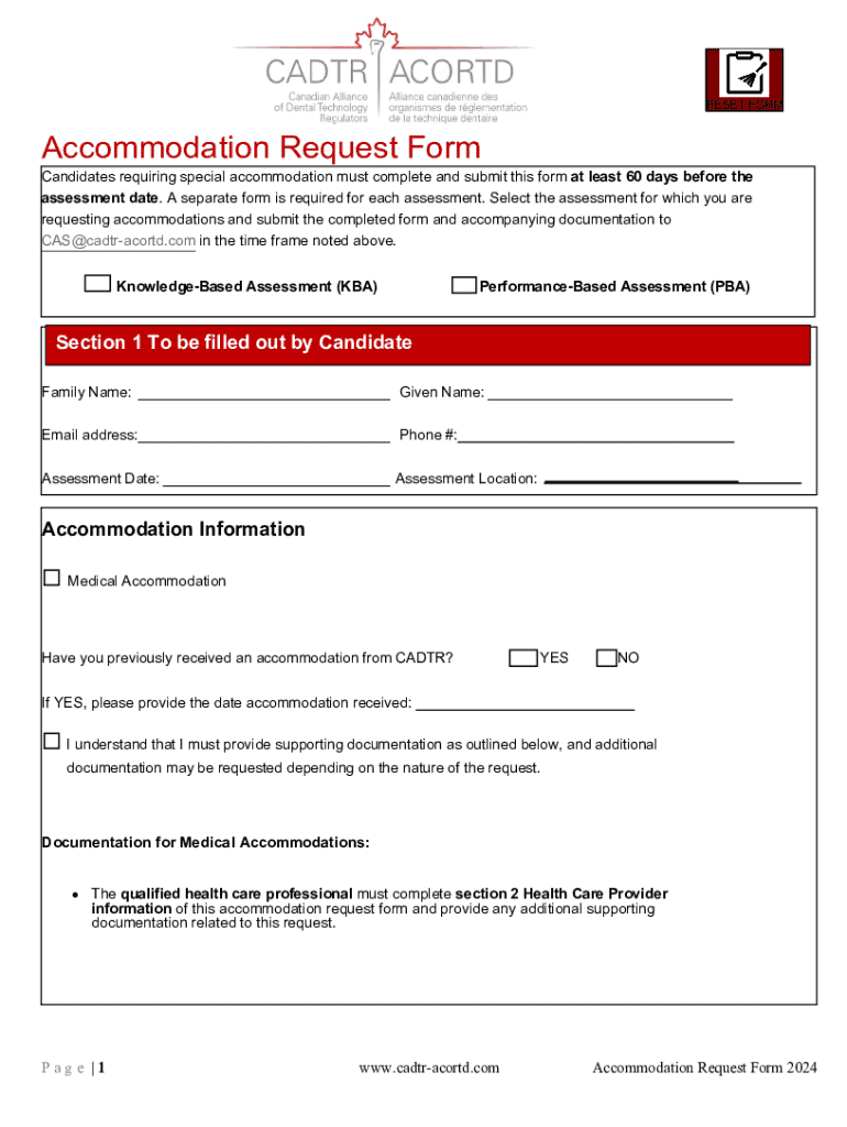 Fillable Online Accommodation Request Form 2024 Fax Email Print - pdfFiller