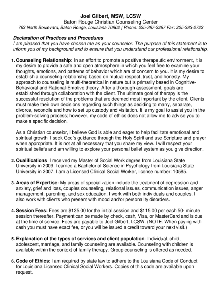 Fillable Online Joel Gilbert Baton Rouge - Fill Online, Printable ...