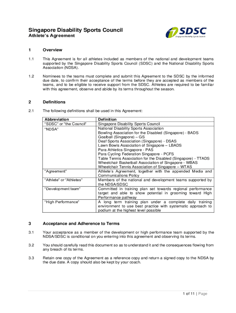 Fillable Online Singapore Disability Sports Council - Athlete\'s ...