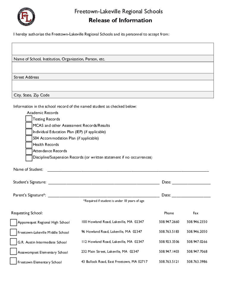 Fillable Online Freetown-Lakeville Regional School District Agreement Fax Email Print - pdfFiller