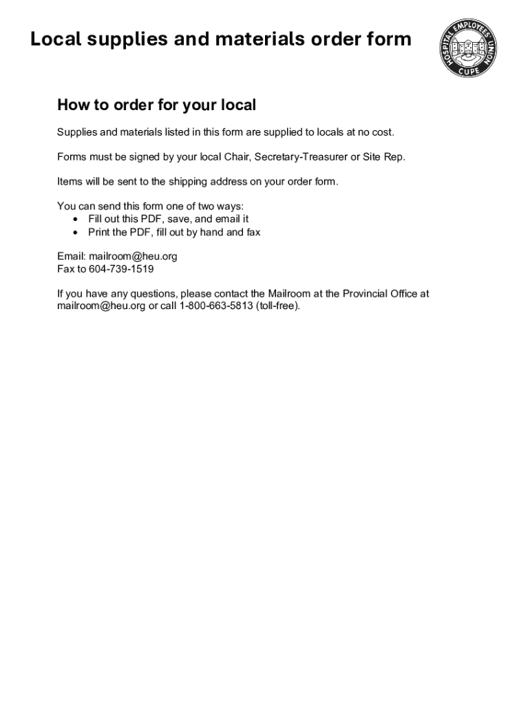 Fillable Online Office Supply Order Form Template Fax Email Print ...