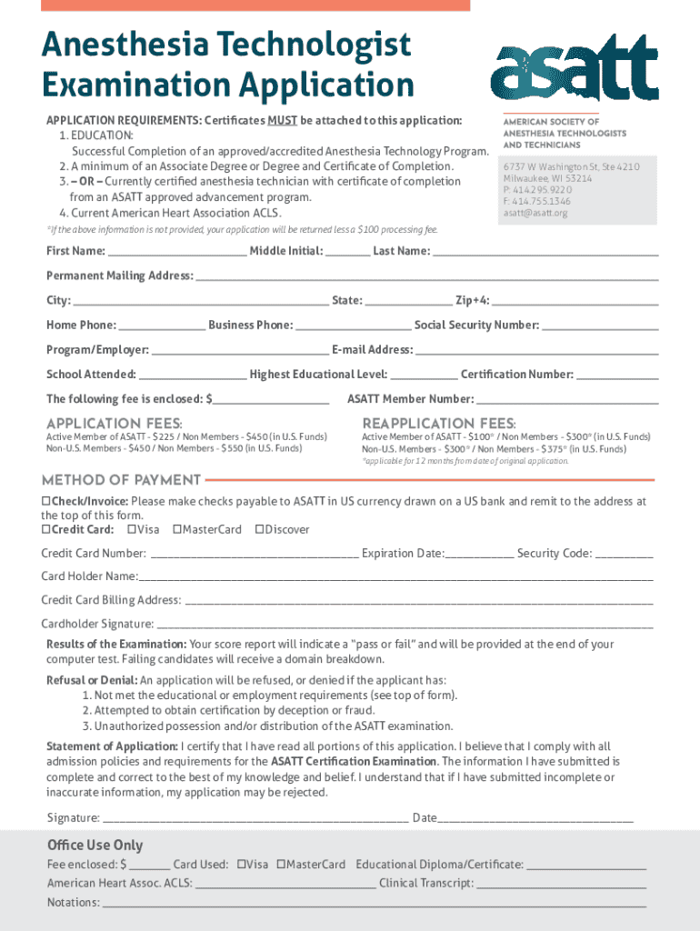 Fillable Online Anesthesia Technology Certificate of Achievement Fax ...