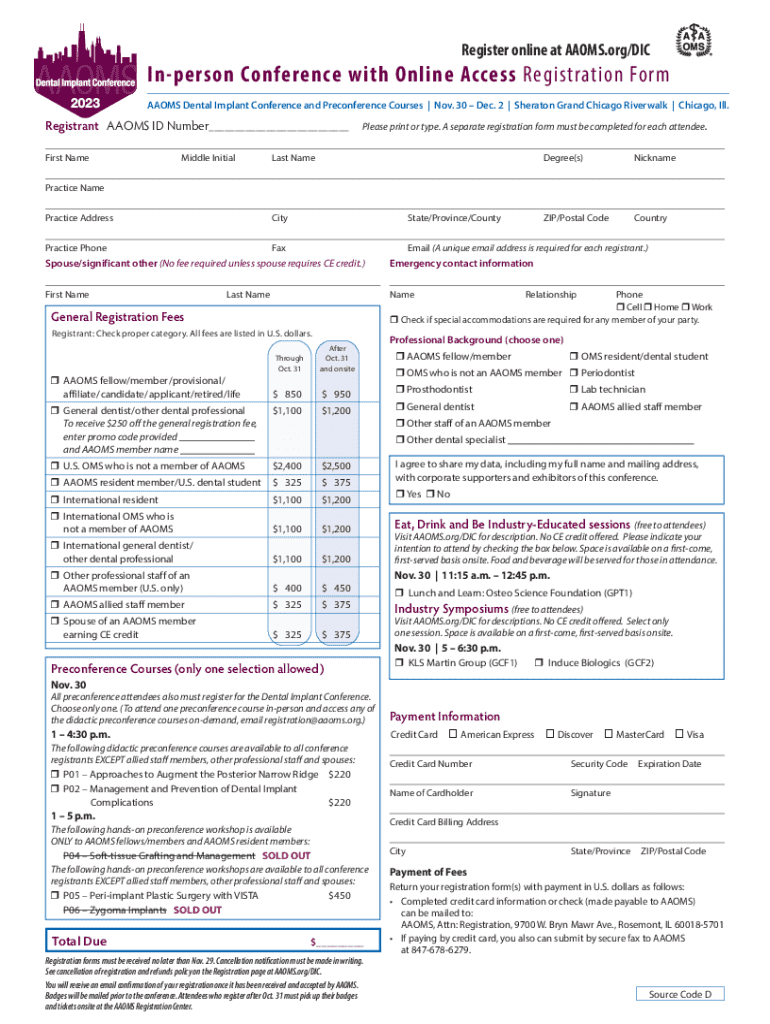 Fillable Online Register online at AAOMS Fax Email Print - pdfFiller