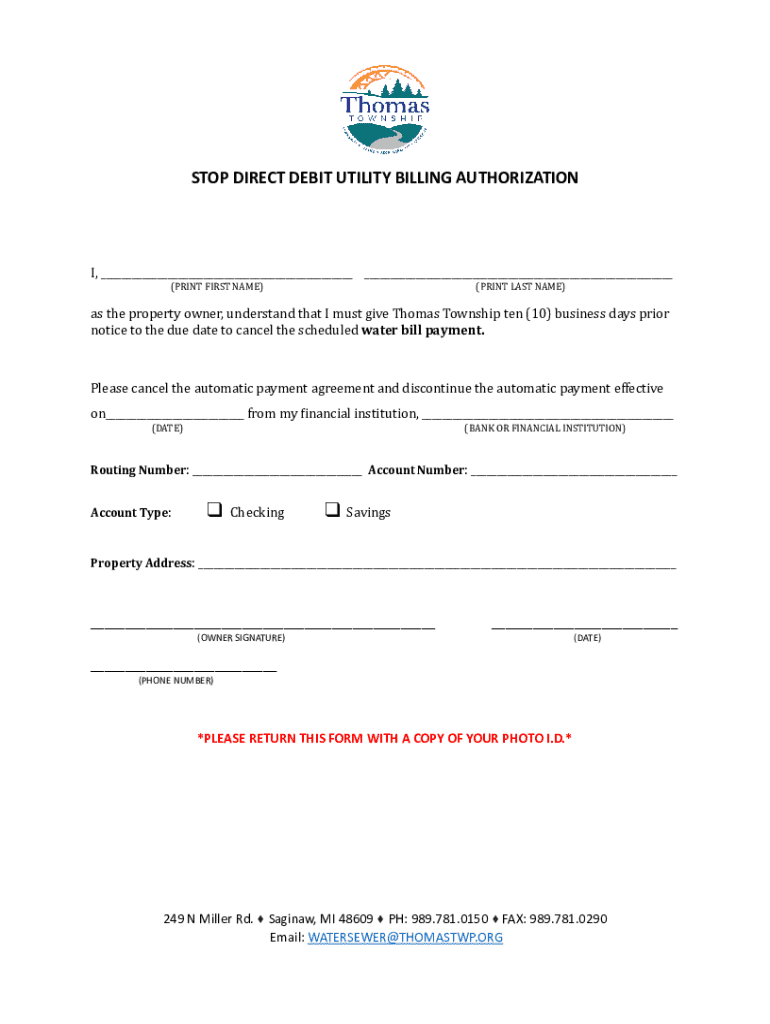 Fillable Online NAME CHANGE ONLY UTILITY BILLING AUTHORIZATION Fax ...